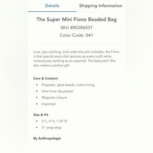 Anthropologie | Bags | Anthropologie The Super Mini Fiona Beaded Bag ...
